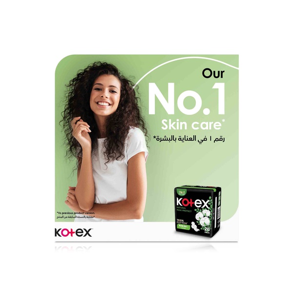 Kotex Natural Maxi Protect Super Pads with Wings 26s - Spinneys UAE