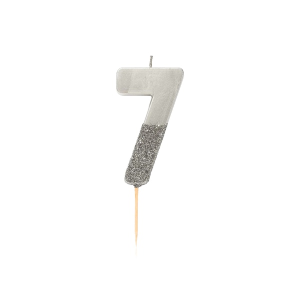 Talking Tables Silver Glitter Candle - 7 - Spinneys UAE