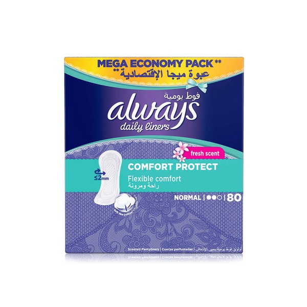Always daily liners comfort protect fresh scent x80 - Spinneys UAE