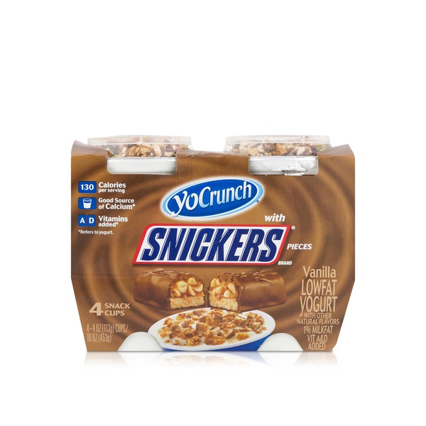 Yocrunch Vanilla Snickers Yoghurt 113g x 4 - Spinneys United Arab Emirates