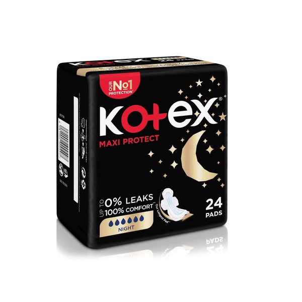 Kotex Overnight Maxi Protect Pads with Wings 24s - Spinneys UAE