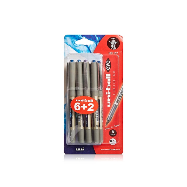Uniball Eye Fine Pen 0.7mm x 6+2 - Spinneys UAE