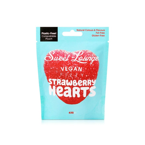 Sweet Lounge Vegan Fizzy Strawberry Hearts 65g - Spinneys UAE