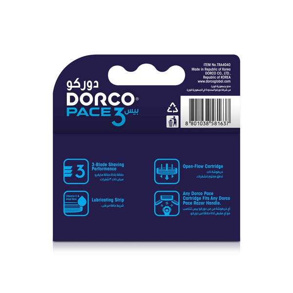 Dorco Pace 3 Blade Men Razor Cartridges 4 Pack - Spinneys UAE
