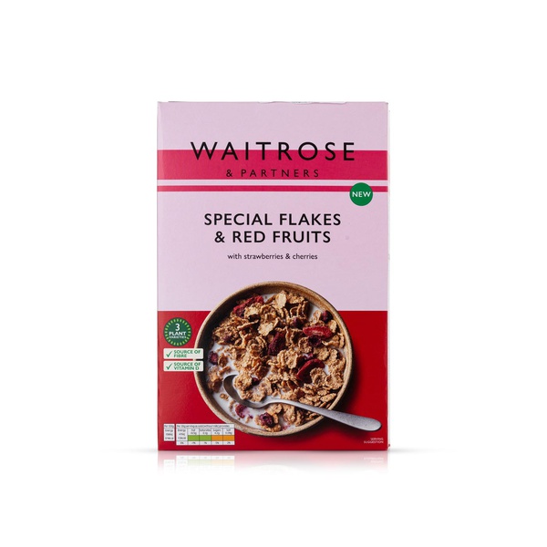 Waitrose Red Fruit Rice Wheat Flakes 375g