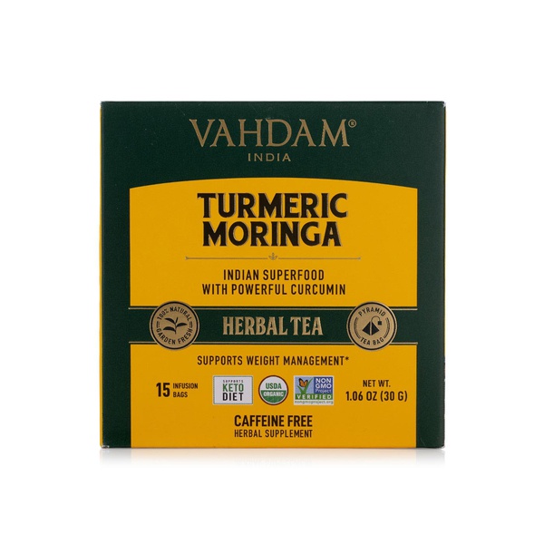 Vahdam Turmeric Moringa Herbal Tea Bags 30g - Spinneys United Arab Emirates