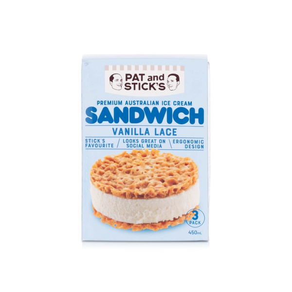 Pat And Sticks Vanilla Lace Ice Cream Sandwich 3 Pack 450Ml - Spinneys UAE