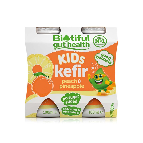 Biotiful Kids Kefir Peach and Pineapple 100ml x 4 - Spinneys UAE