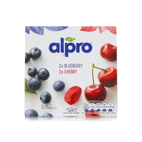 Alpro Soya Yogurt Blueberry and Cherry 125g x 4 - Spinneys UAE