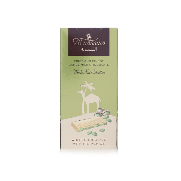 Al Nassma White Camel Milk Chocolate with Pistachios 70g - Spinneys UAE