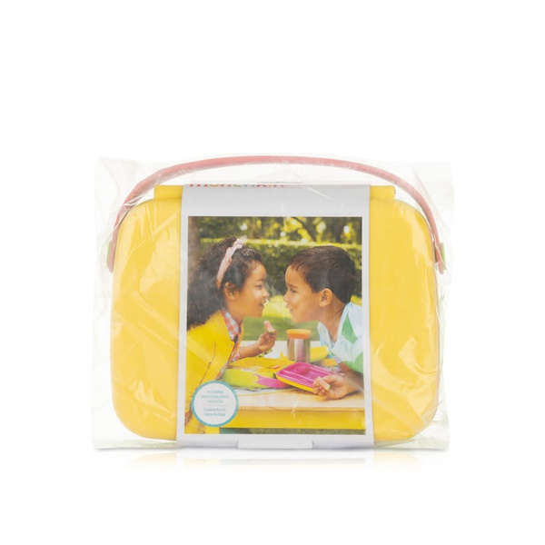 Munchkin Kid's Lunch Bento Box with Stainless Steel Utensils Yellow ...