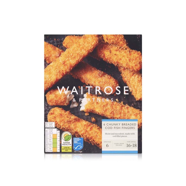 Waitrose Frozen Chunky Breaded Cod Fish Fingers 330g - Spinneys UAE