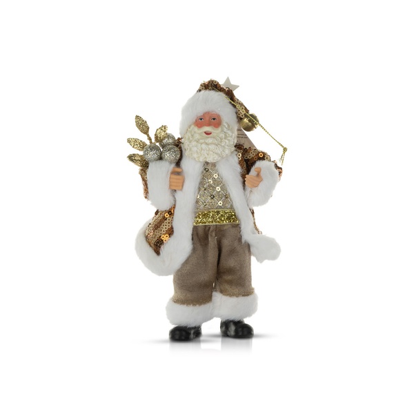 Christmas Magic Decor Standing Santa Gold 18cm
