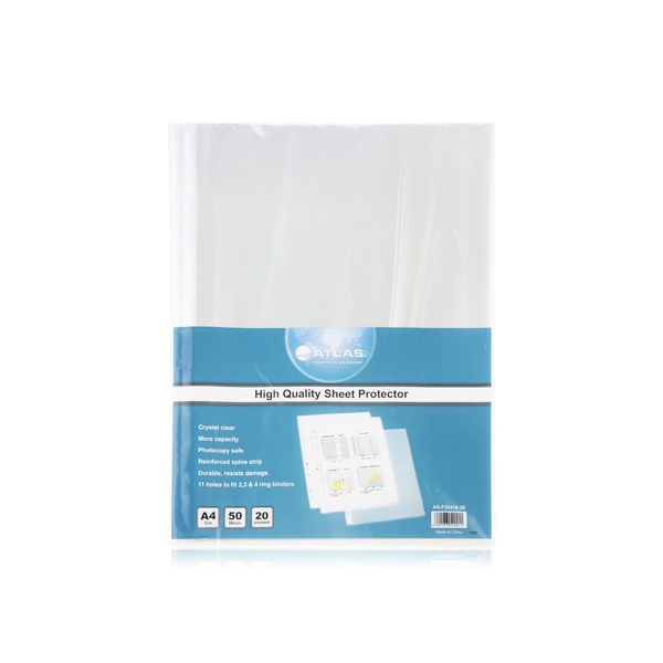 Atlas A4 Clear Sheet Pockets x 20 - Spinneys UAE