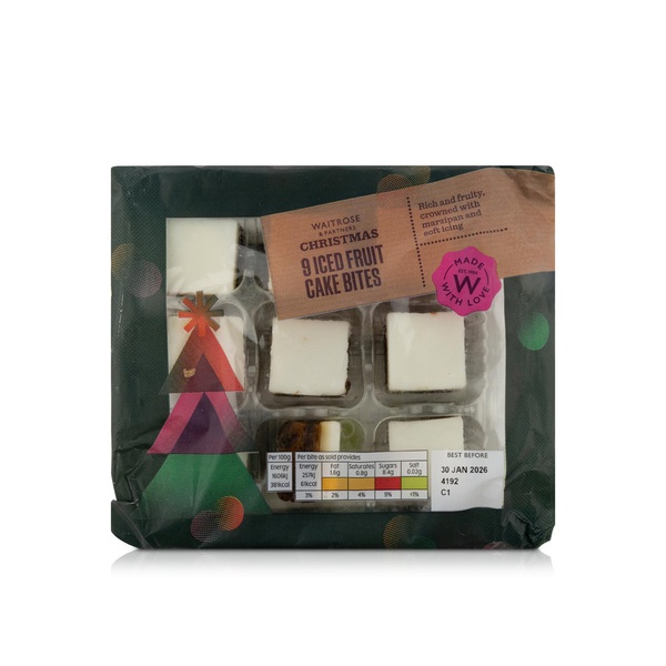 Waitrose Christmas Iced Fruit Cake Bites 9 Pack 340g - Spinneys UAE
