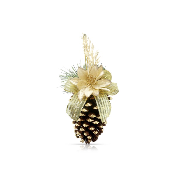 Christmas Magic Pine Cone Decor Gold