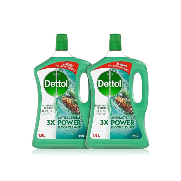 Dettol antibacterial power floor cleaner pine 2x1.8l - Spinneys UAE