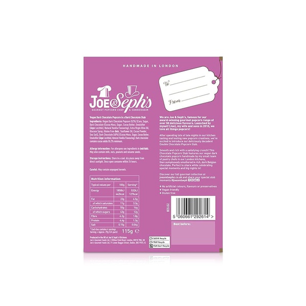 Joe & Seph's Vegan Dark Chocolate Popcorn Slab 115g - Spinneys UAE