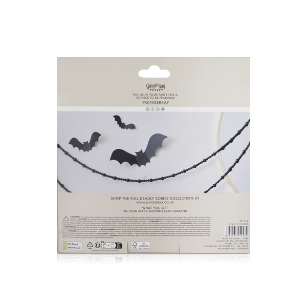 Ginger Ray Black Wooden Halloween Beads Garland 3m - Spinneys United ...