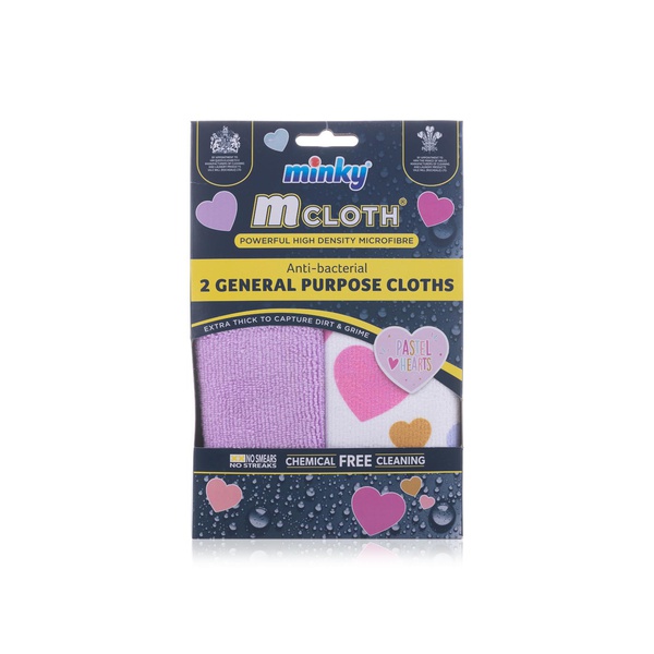 Minky M Cloth Pastel Hearts Anti-Bacterial General Purpose Cloths Twin ...