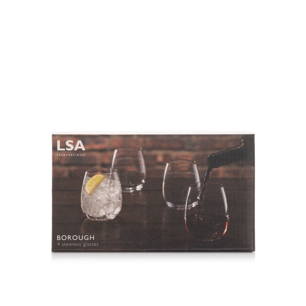 LSA borough stemless glass clear 455ml 4 pack - Spinneys UAE