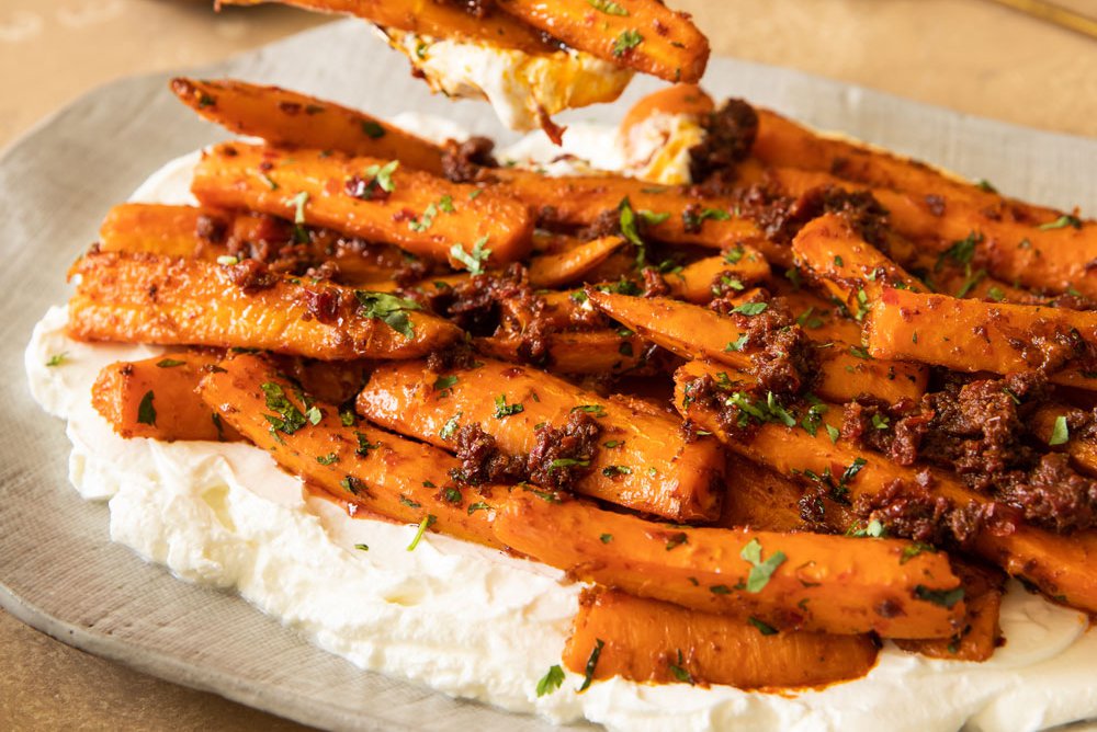 Omayah Atassi's Aleppo pepper roasted carrots with labneh recipe ...