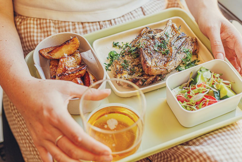Aussie garlic and herb lamb chops with Vegemite roasted potatoes recipe ...