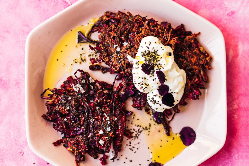 Beetroot and red cabbage fritters recipe