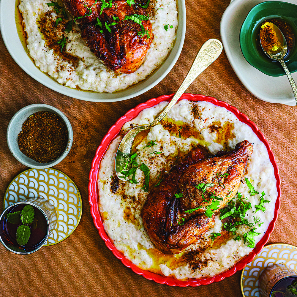Creamy saleeg with roasted chicken and baharat-spiced ghee recipe ...