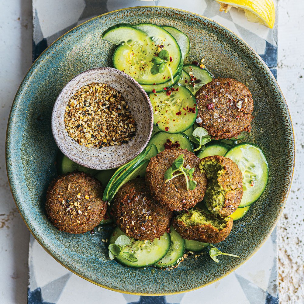 Falafel with marinated cucumber and dukkah recipe - Spinneys United ...