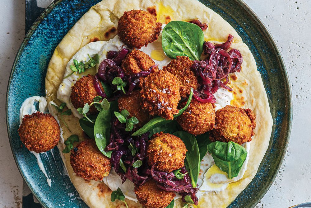 Freekeh falafel with sumac onions and shrak bread recipe - Spinneys ...