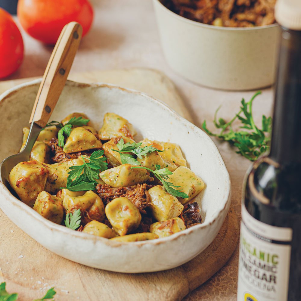 Herby cannellini bean gnocchi in balsamic lamb ragu recipe - Spinneys UAE