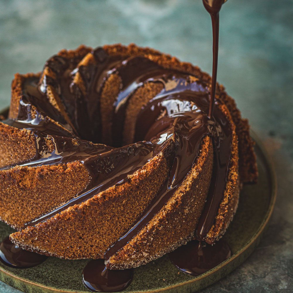 Irish gingerbread Bundt cake with butter chocolate ganache recipe ...