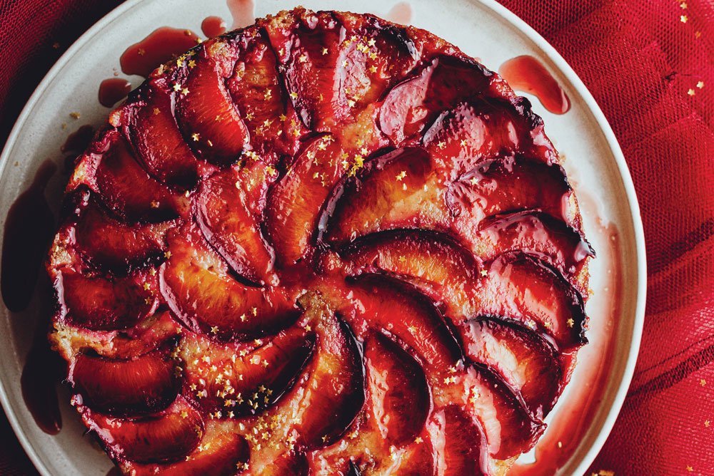 Brown sugar upside-down cardamom plum cake recipe - Spinneys United ...