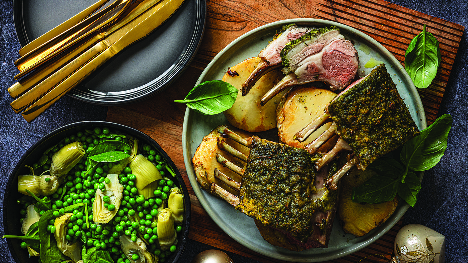 Herbed Welsh lamb rack with celeriac steaks recipe - Spinneys UAE