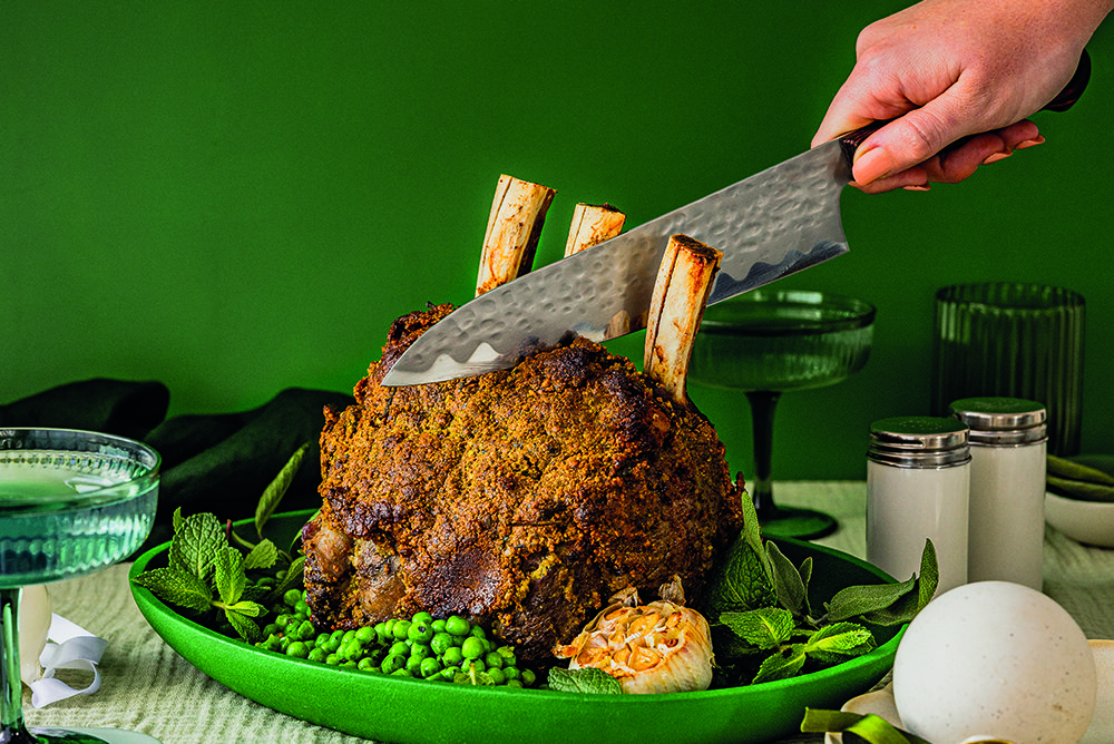 Pistachio and herb-crusted roast beef with mint peas recipe - Spinneys ...