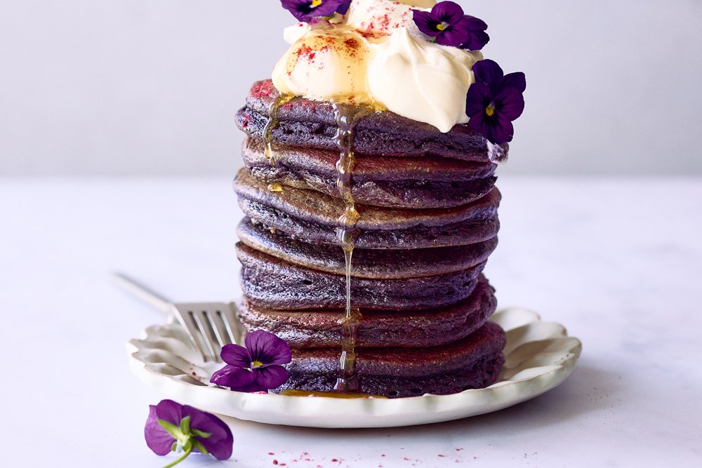 Açaí pancakes with whipped coconut and salted maple syrup recipe ...