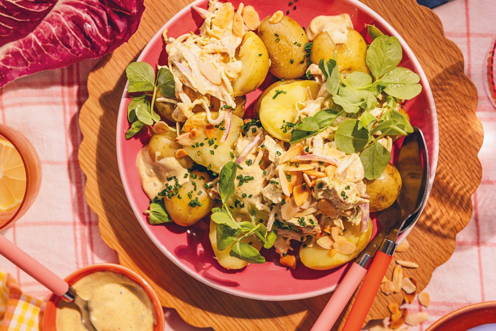 Coronation chicken and Jersey royal potato salad recipe - Spinneys ...