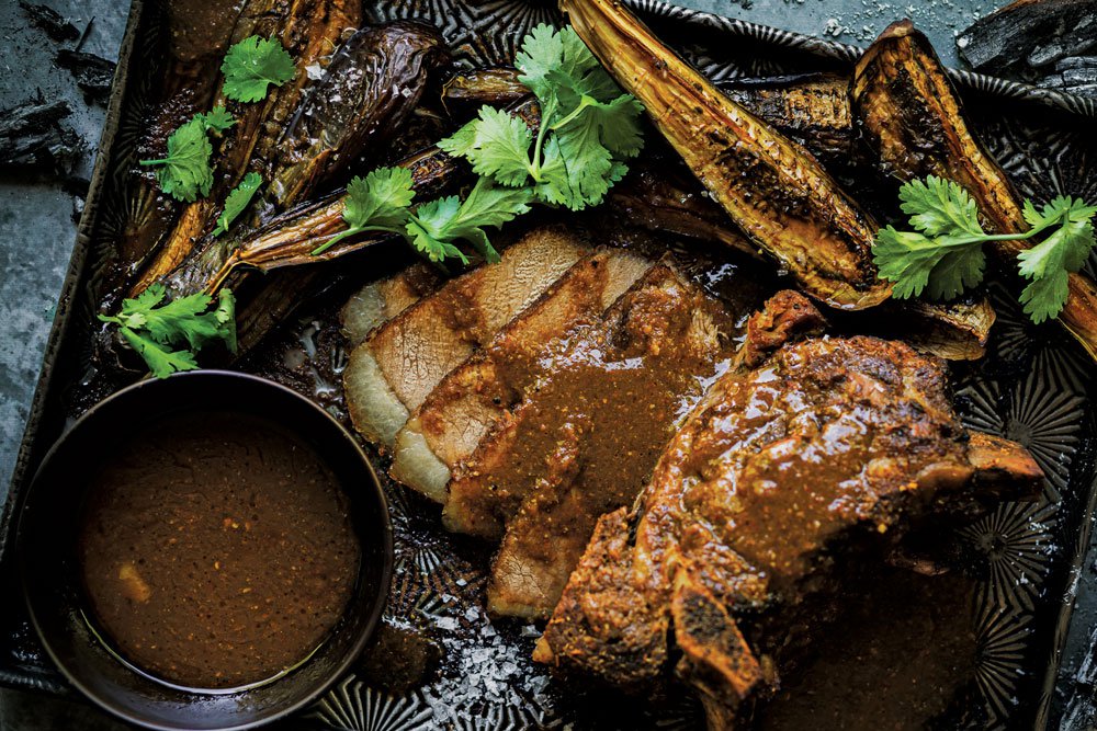 Tamarind and chilli braised beef brisket with aubergine recipe ...