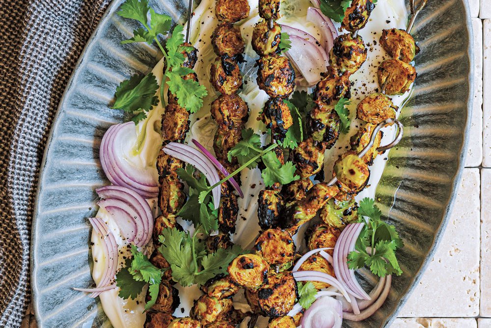 Tandoori Brussels sprout skewers with yoghurt recipe - Spinneys United ...