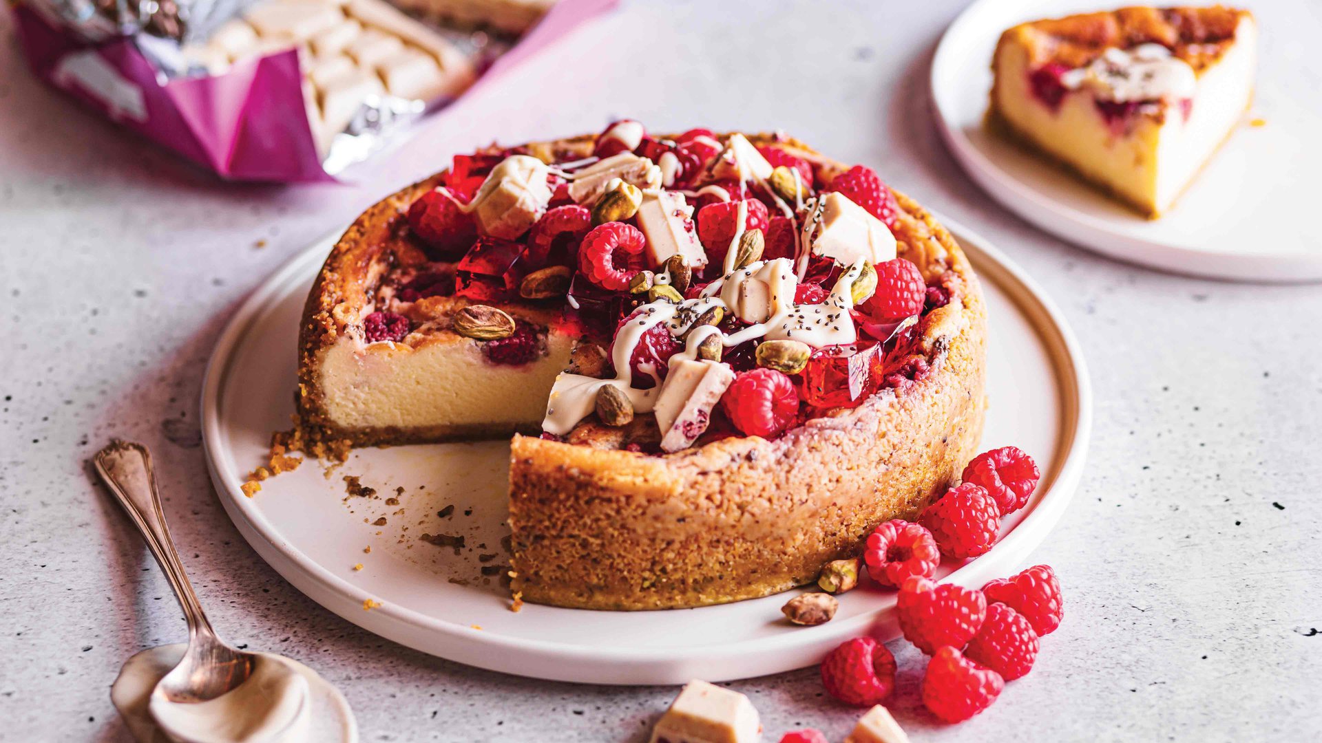 White chocolate and raspberry ripple cheesecake recipe