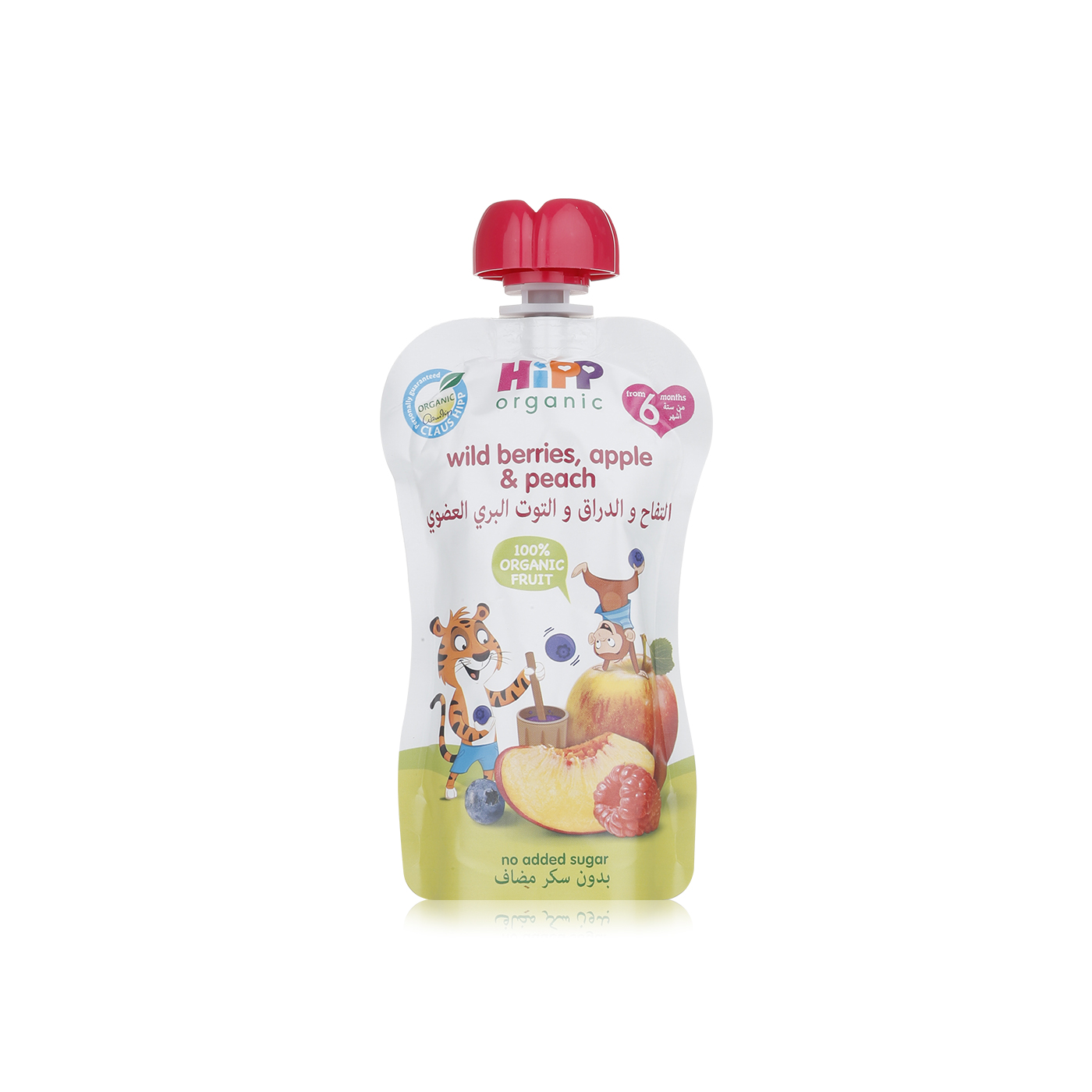 Hipp Organic Berry, Apple and Peach Pouch 100g - Spinneys UAE