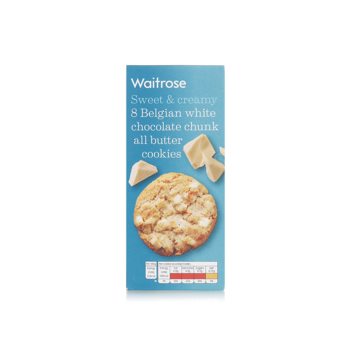 Waitrose Belgian White Chocolate Cookies x 8 200g - Spinneys UAE