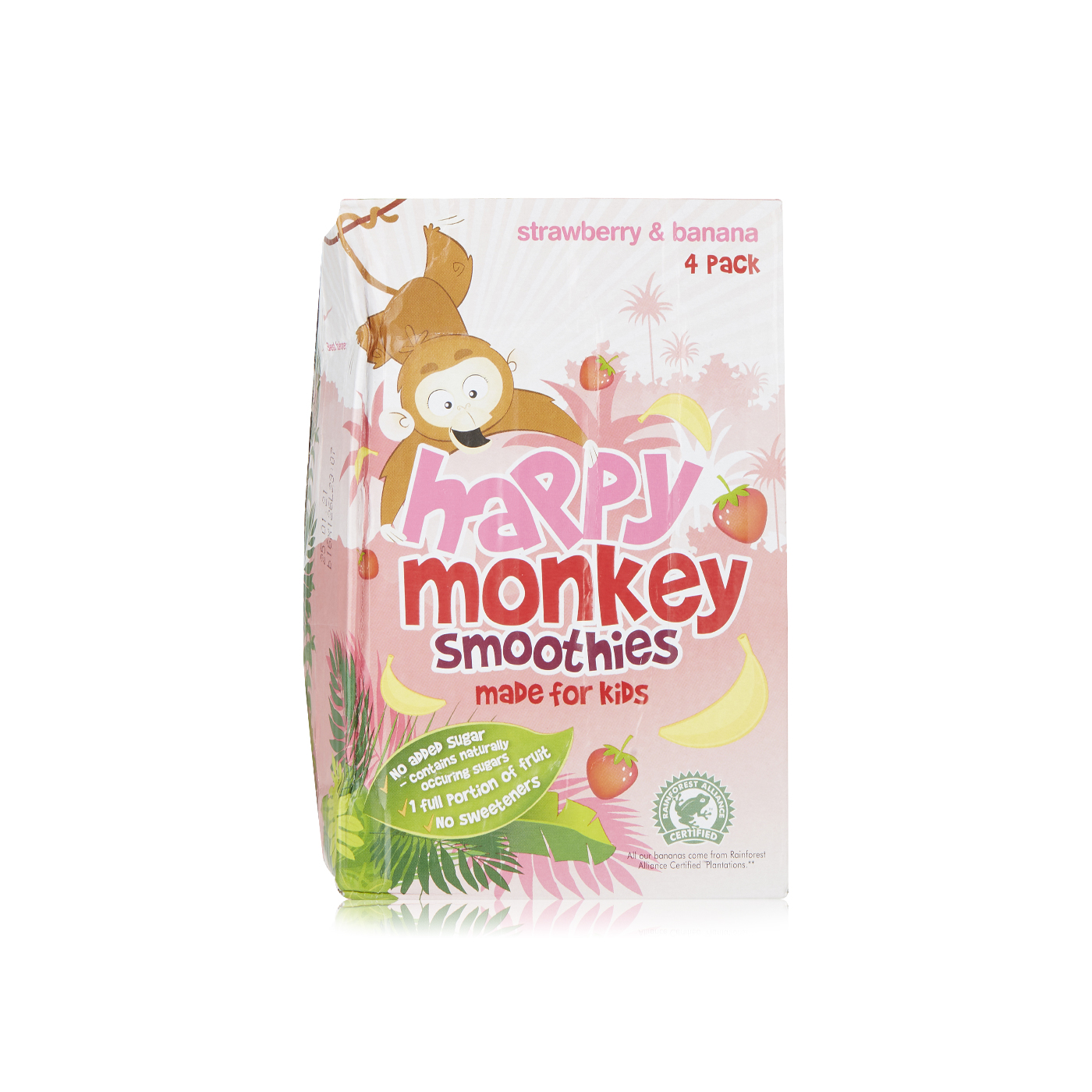Happy Monkey Strawberry & Banana Smoothie 4 x 180ml - Spinneys UAE