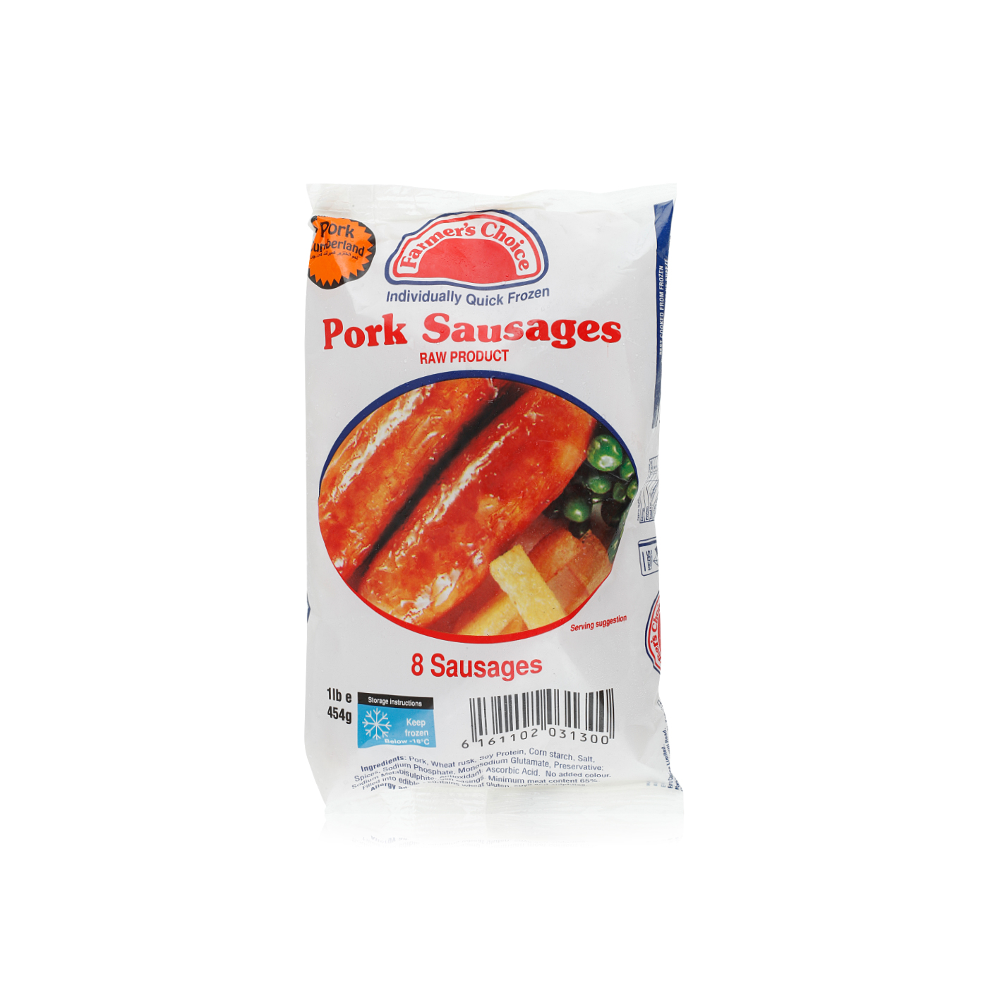 Farmer's Choice Frozen Cumberland Pork Sausages X 8 - Spinneys UAE