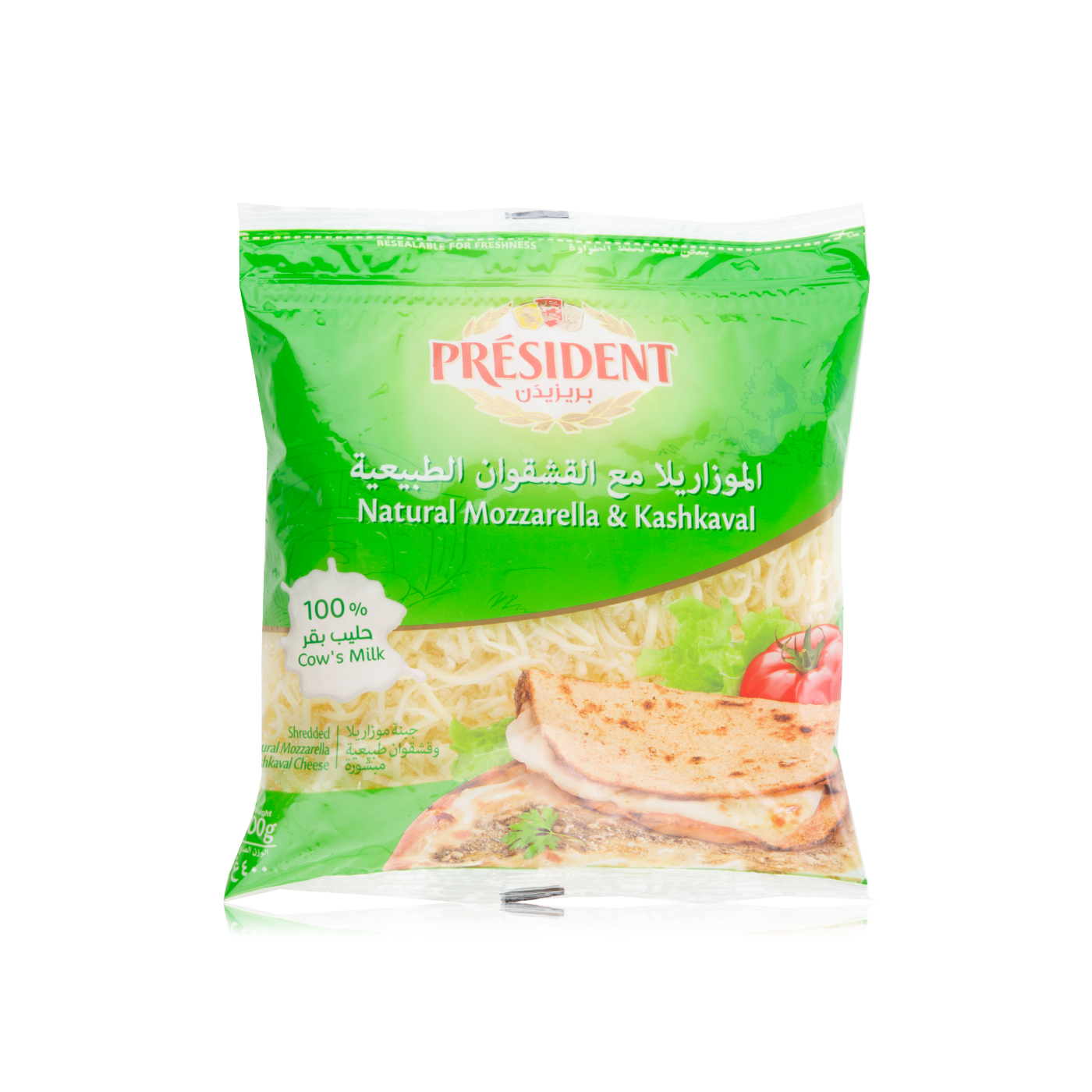 President Shredded Mozzarella and Kashkaval Cheese 400g - Spinneys UAE