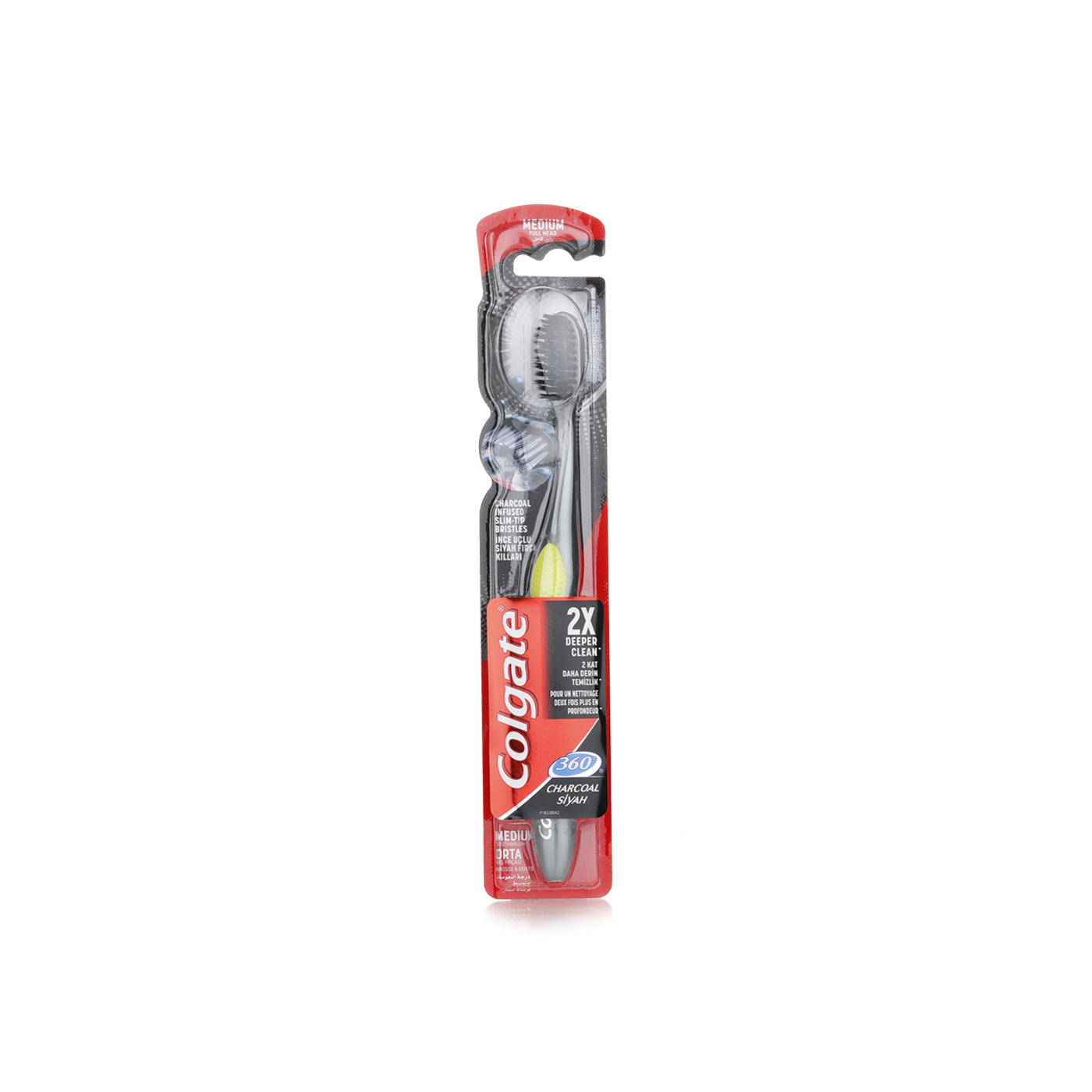 Colgate 360 Black Charcoal Toothbrush Medium - Spinneys UAE
