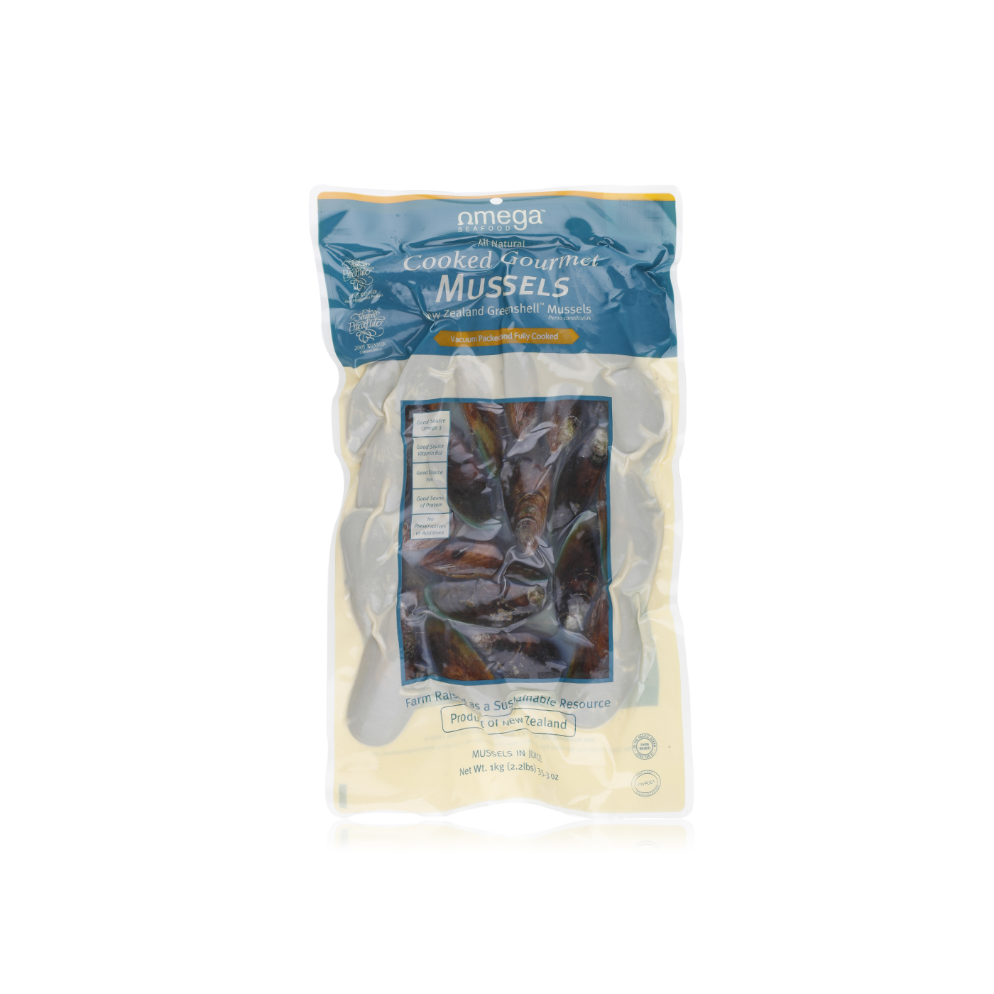 Omega Seafood Cooked Gourmet Mussels 1kg - Spinneys UAE