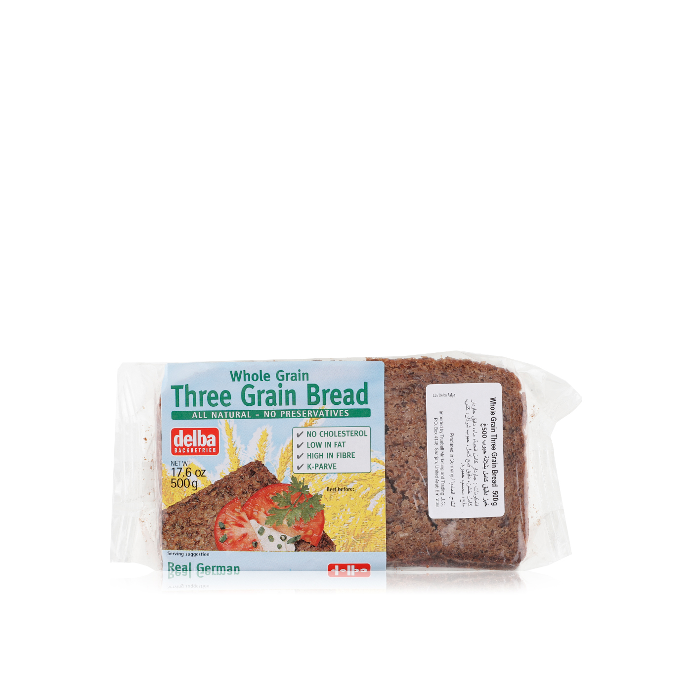 Delba Whole Grain 3 Grain Bread 500g - Spinneys UAE