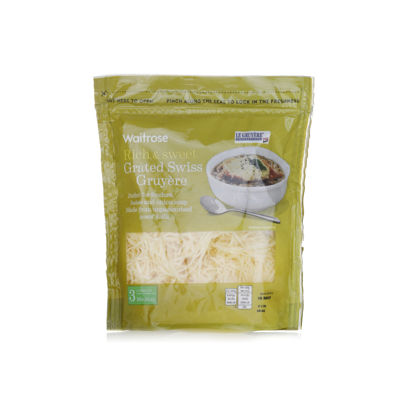 Waitrose Gruyere Grated Swiss Cheese 200g - Spinneys UAE